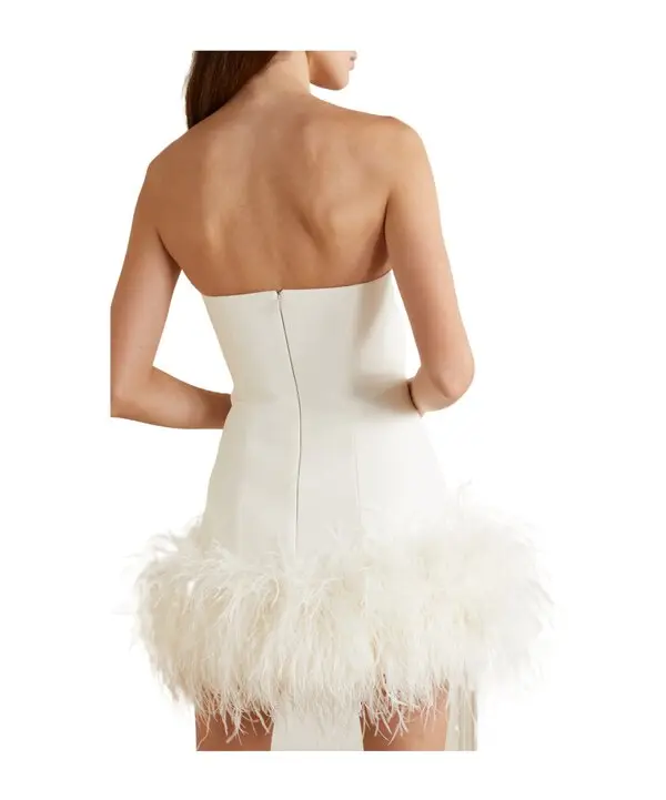 SAFIYAA LONDON Feather-trimmed Stretch-crepe Mini Dress