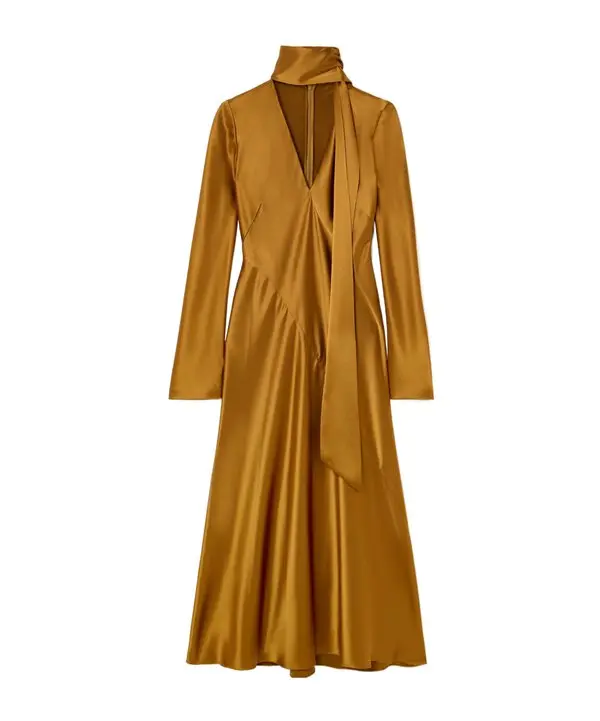 Galvan Tie-detailed Satin Midi Dress