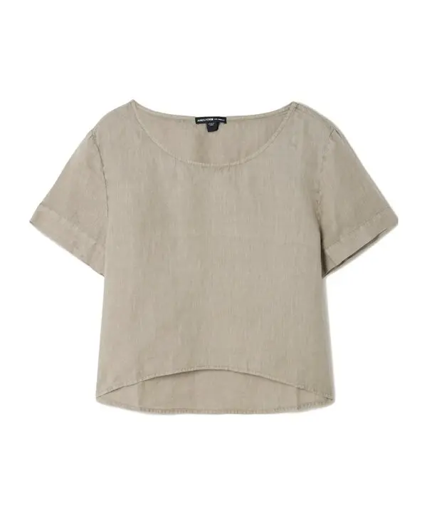 JAMES PERSE Cropped Linen-canvas T-shirt