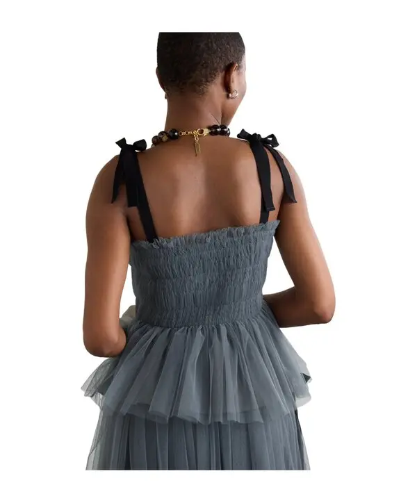 MOLLY GODDARD Lydia Shirred Tulle Peplum Top