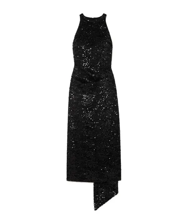 EMILIA WICKSTEAD Cheska Asymmetric Sequined Mesh Midi Dress - No