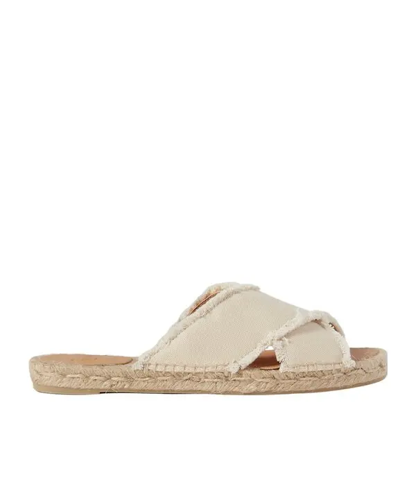 CastaÑer Frayed Canvas Jute Sole Slides