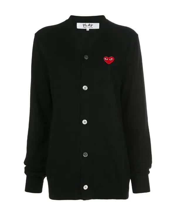 Play Comme Des Garcon Heart-shaped Decal Cardigan