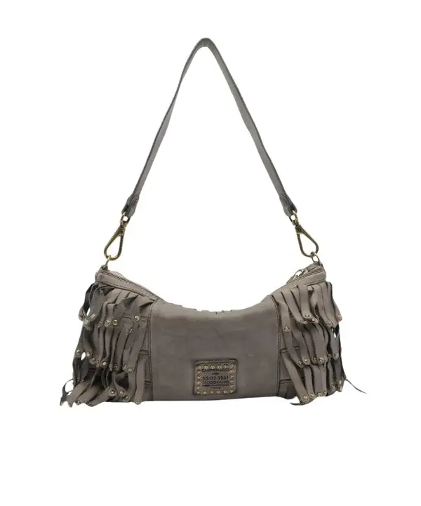 CAMPOMAGGI Natalia Fringed Shoulder Bag - Grey