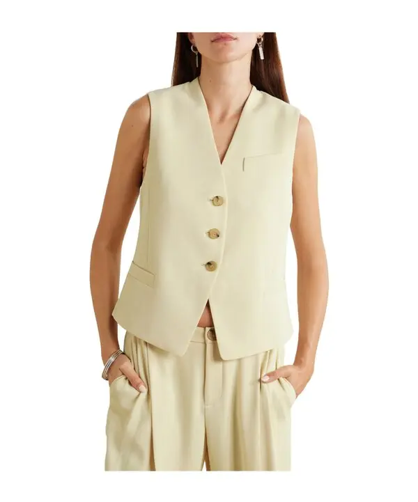 Vince Light Cream Yellow V-neck Sleeveless Waistcoat