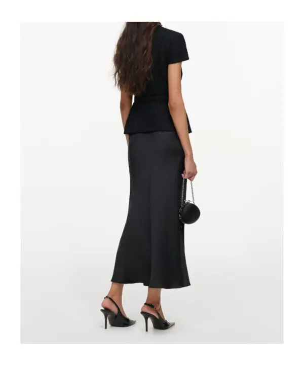 SELF-PORTRAIT Boucle Crystal Trim Satin Midi Dress