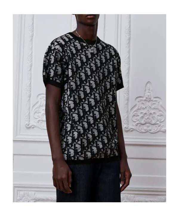 Dior Oblique Print Short-sleeved Knitwear