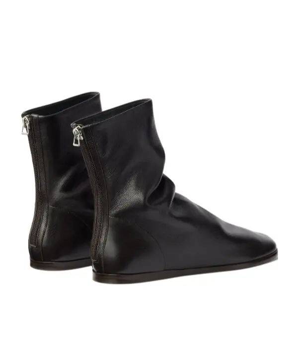 LEMAIRE Flat Glove Ankle Boots In Shiny Nappa Lambskin