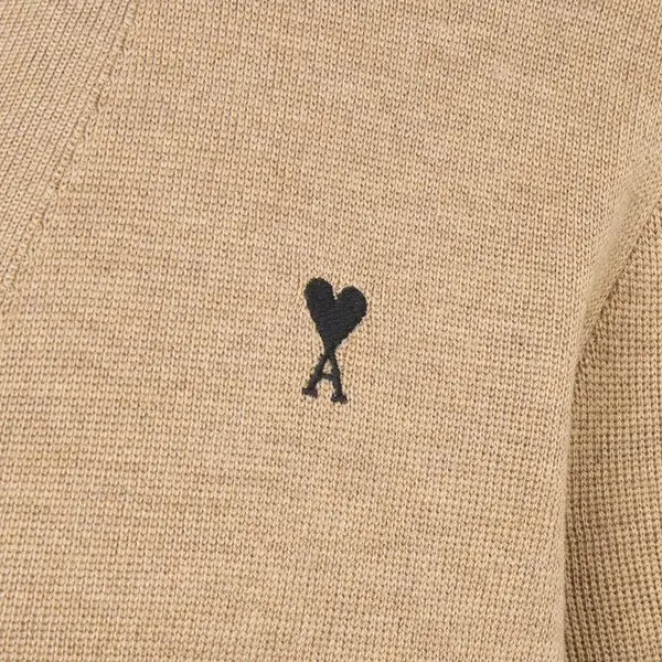 AMI Paris V-neck Cardigan With Embroidered Logo - No