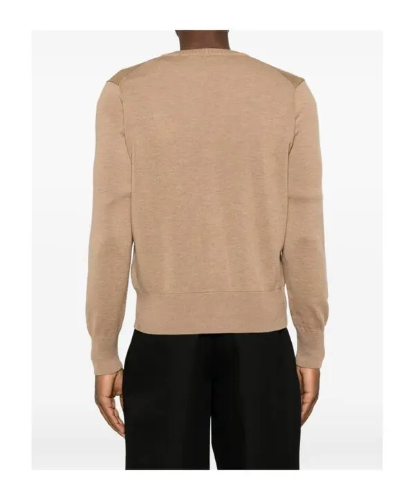 AMI Paris V-neck Cardigan With Embroidered Logo - No