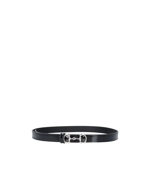 Gucci Thin Belt With Horsebit Buckle - Black