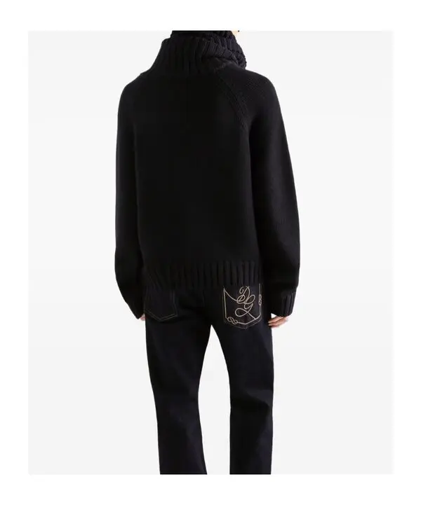 Dolce & Gabbana Smooth Knit Turtleneck With Logo Detail - Blue
