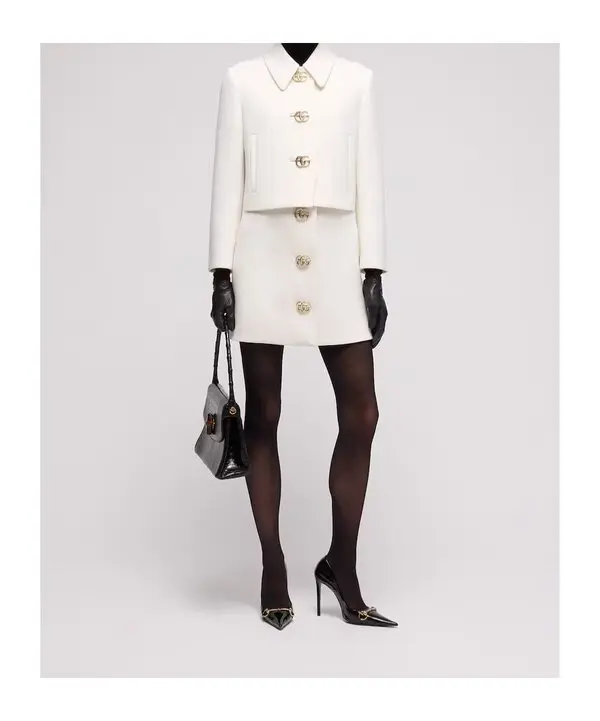 Gucci Crêpe Wool Jacket With Double G Buttons - White
