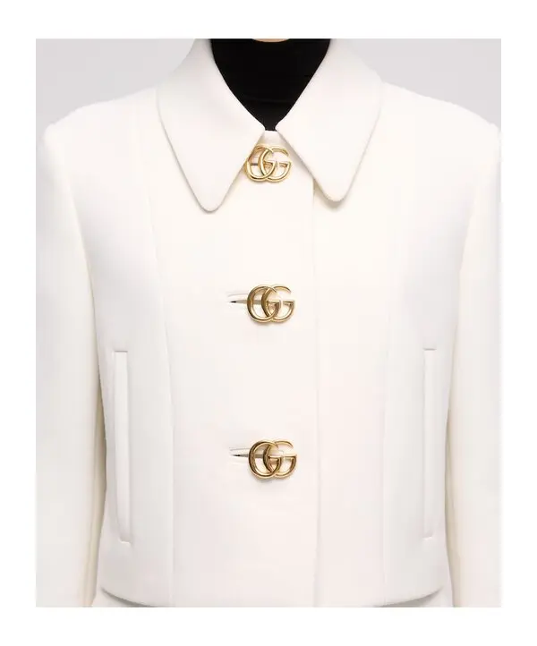 Gucci Crêpe Wool Jacket With Double G Buttons - White