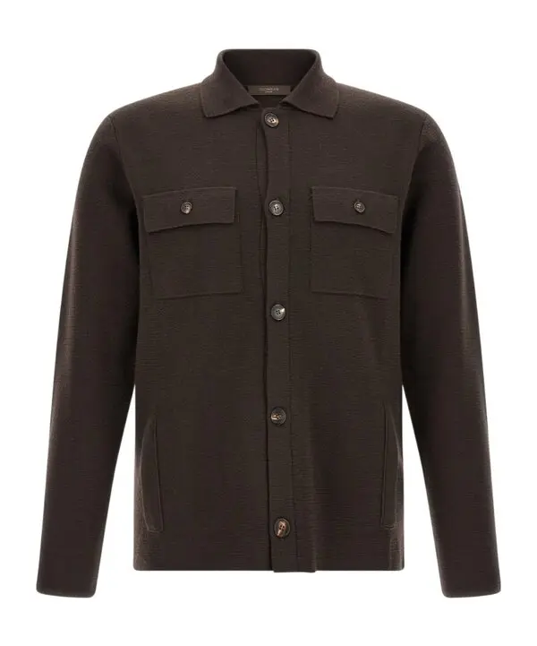 ZANONE Long-sleeve Cardigan With Collared Neckline And Chest Pockets