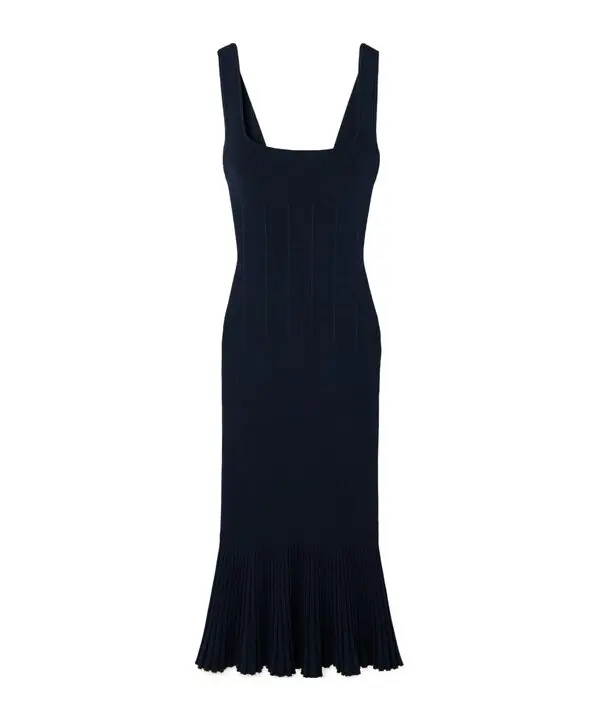 Galvan Pleated Ribbed Stretch-knit Midi Dress - No