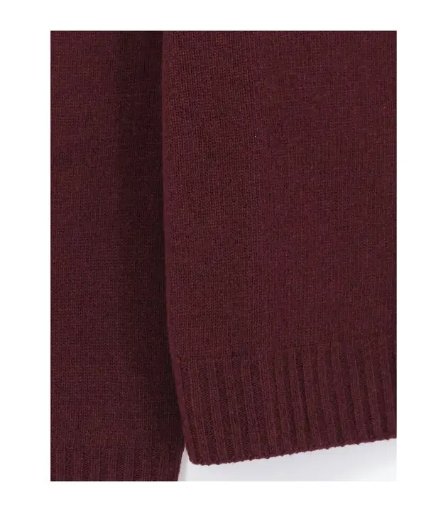 ALYSI Ribbed Crew-neck Knitted Sweater - Merlot Red