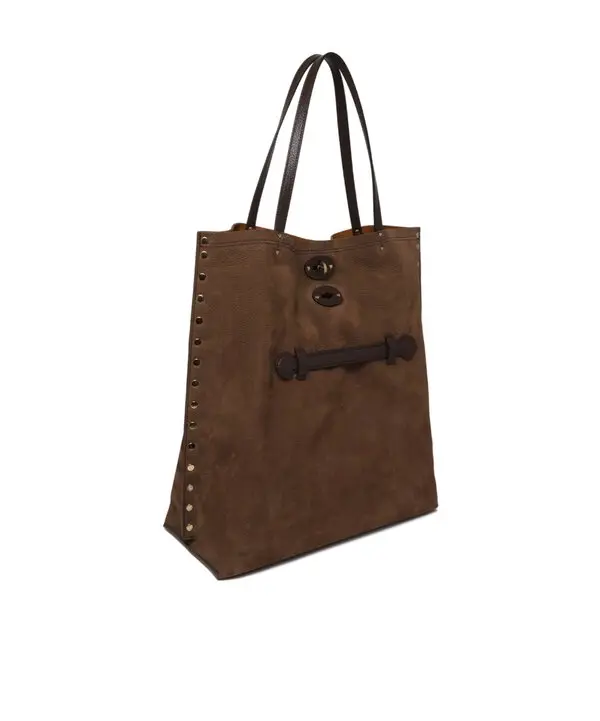 ZANELLATO A Spasso Stud-embellished Clasp Medium Tote Bag - Brown