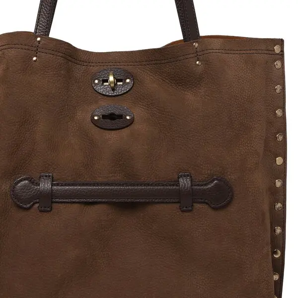 ZANELLATO A Spasso Stud-embellished Clasp Medium Tote Bag - Brown