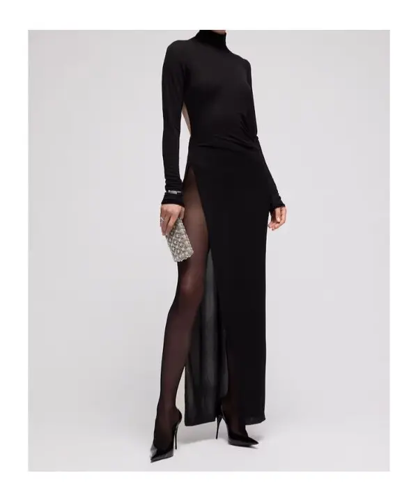 Gucci Viscose Crêpe Jersey Dress With Deep Back Opening And Split - Black