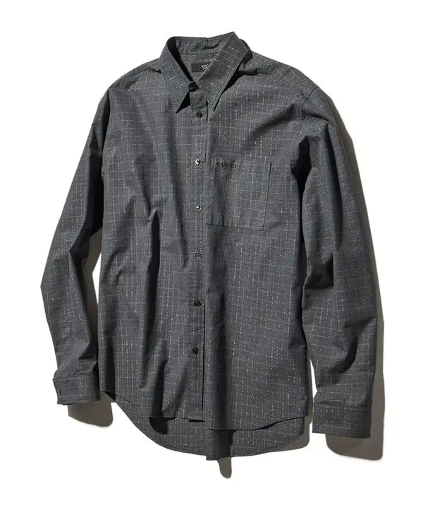 Gucci Check Cotton Lamé Shirt With Embroidery