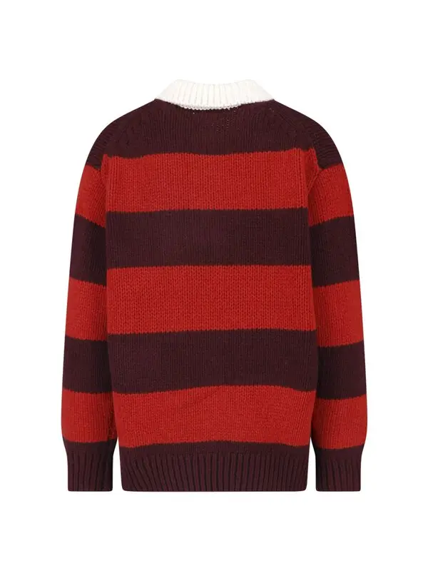 Polo Ralph Lauren Striped Rugby Jumper With Embroidered Logo - Red