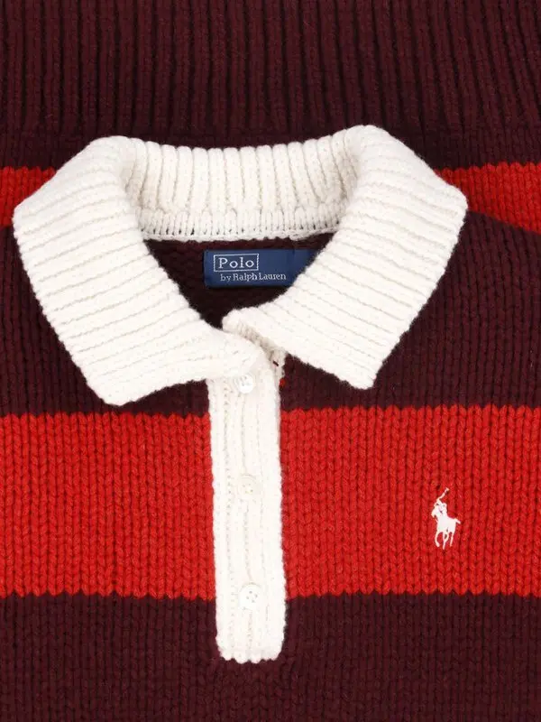 Polo Ralph Lauren Striped Rugby Jumper With Embroidered Logo - Red