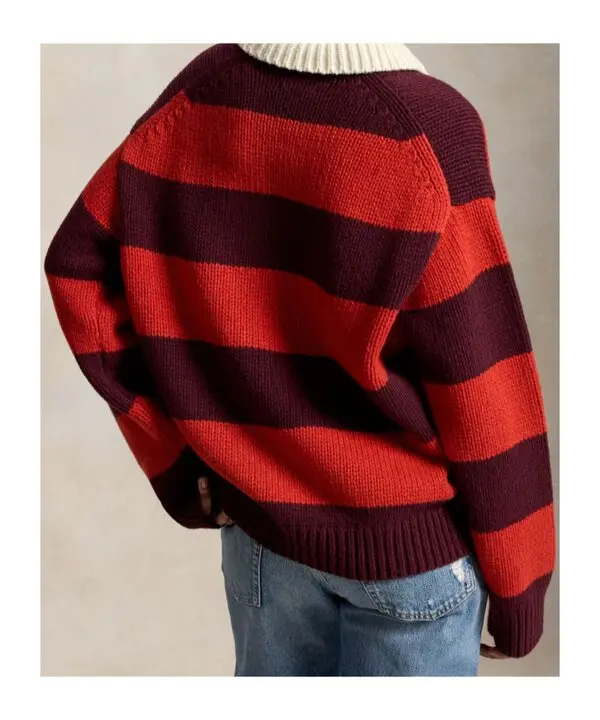 Polo Ralph Lauren Striped Rugby Jumper With Embroidered Logo - Red
