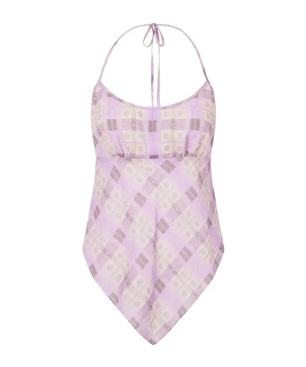 Anna Sui Checked Halterneck Top