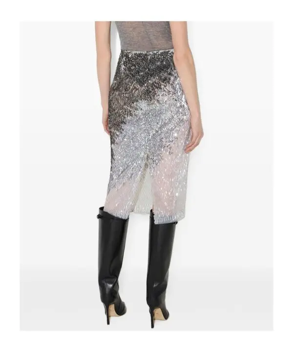 Elisabetta Franchi Sequinned Tulle Midi Skirt - Ivory