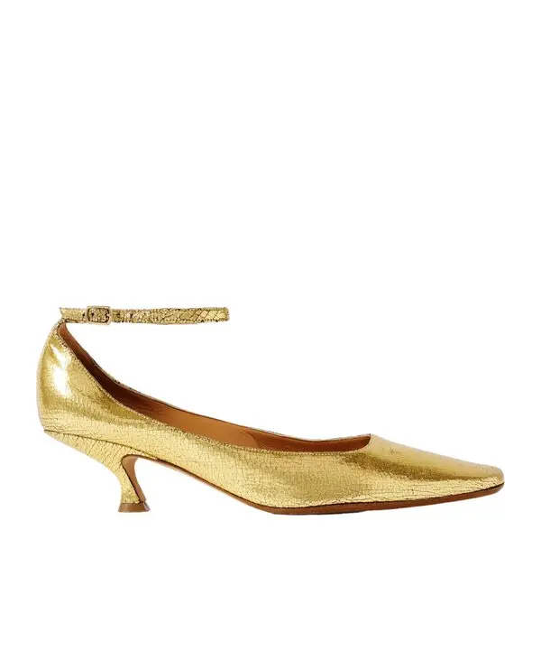 Calvin Klein Metallic Cracked-leather Pumps