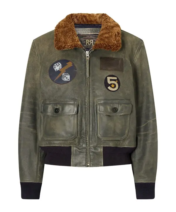 Ralph Lauren Harper Plush-trimmed Appliquéd Leather Bomber Jacket