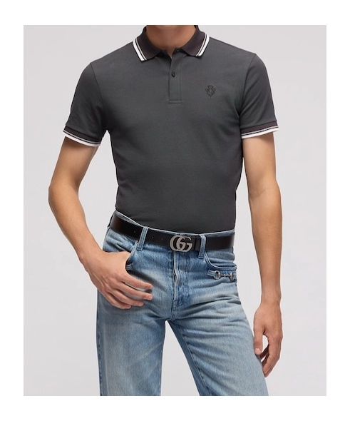 Gucci Cotton Piquet Polo Shirt With Embroidery - Dark Gray