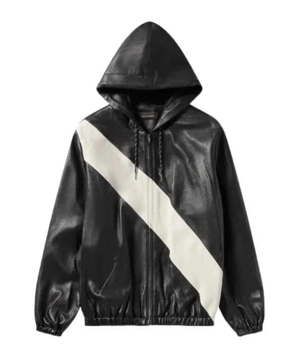 WALES BONNER Long-sleeve Hooded Leather Jacket