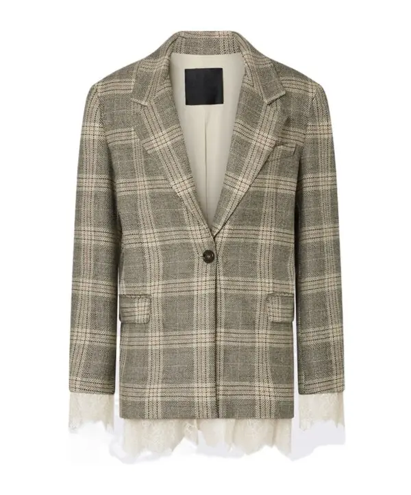 Liu Jo Check Blazer With Lace Details