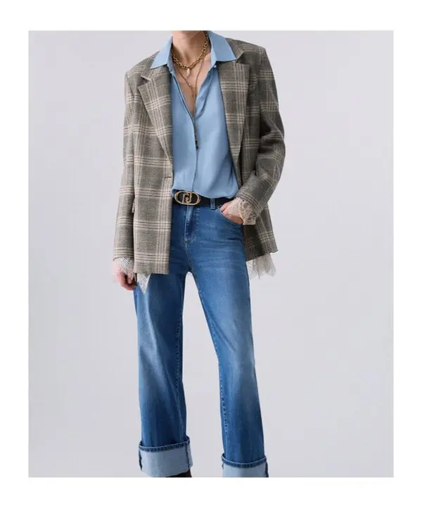 Liu Jo Check Blazer With Lace Details