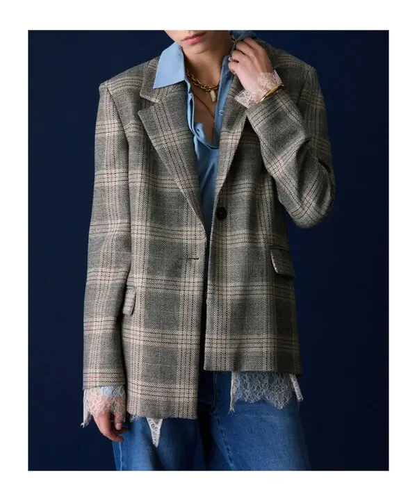 Liu Jo Check Blazer With Lace Details