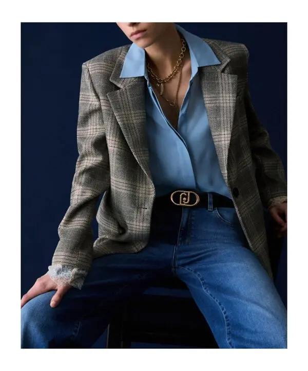 Liu Jo Check Blazer With Lace Details