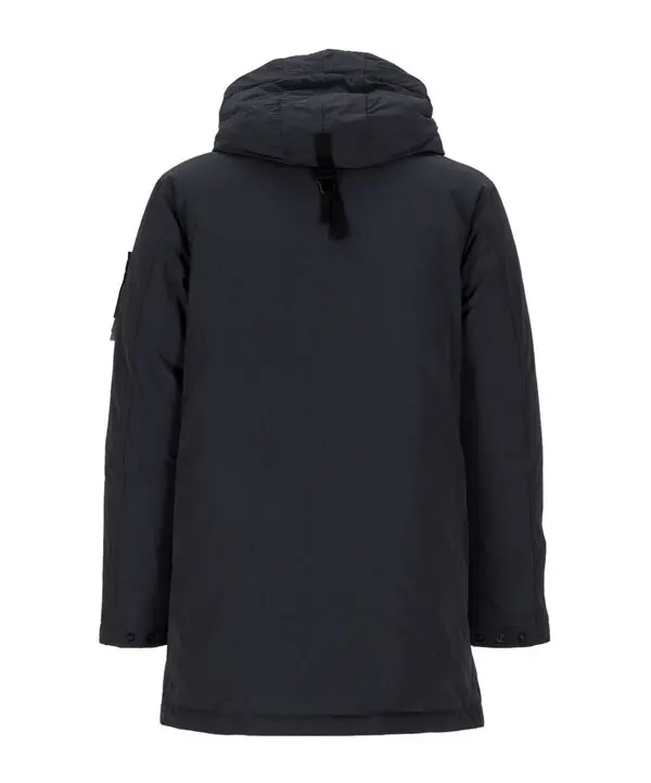 Stone Island Long Down Parka With Anti-drop Technology - Blue