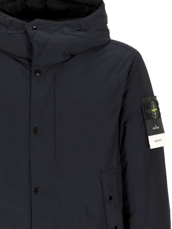 Stone Island Long Down Parka With Anti-drop Technology - Blue