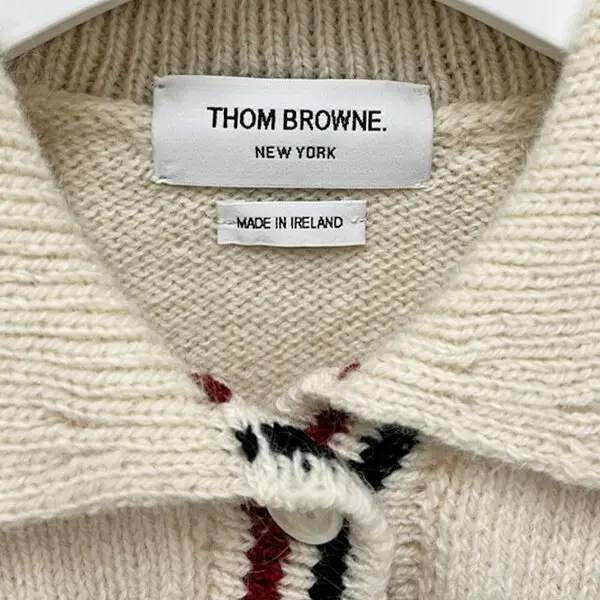 Thom Browne Cardigan With Striped Collar And Dachshund Applique - White