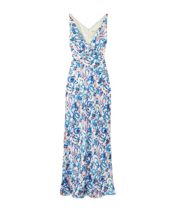 Saloni Printed Silk-satin Maxi Dress - No
