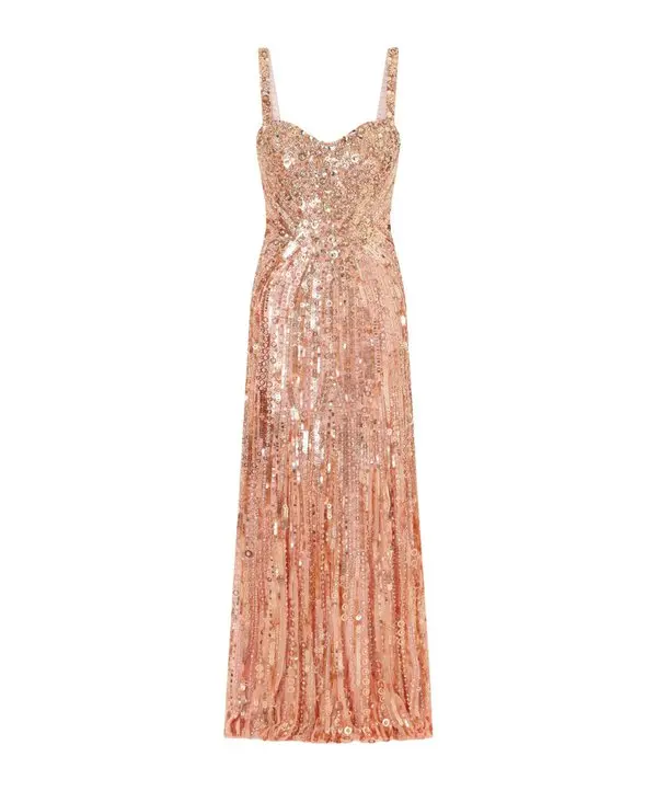 Jenny Packham Crystal-embellished Sequined Tulle Gown
