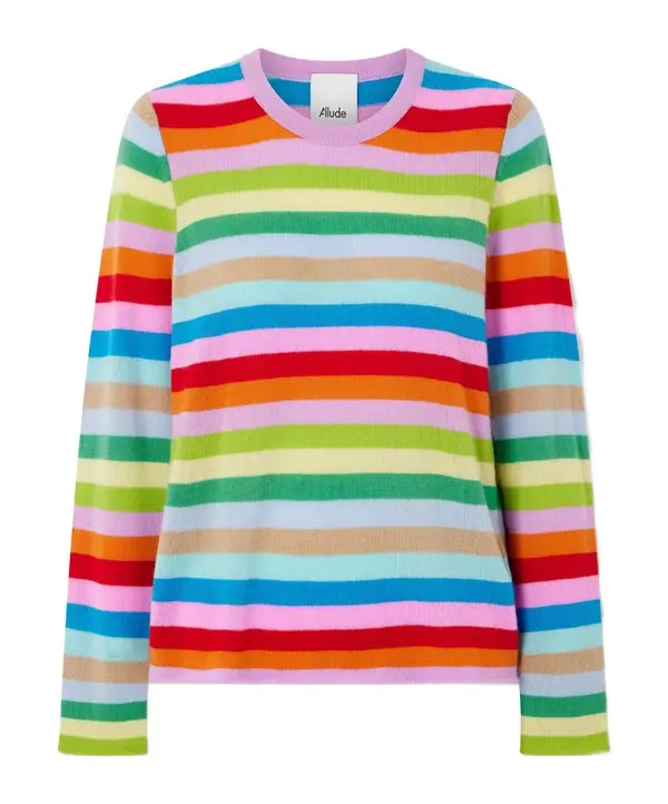 ALLUDE Striped Cashmere Sweater