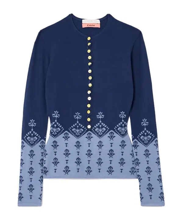 CONNER IVES Ruffled Jacquard-knit Sweater