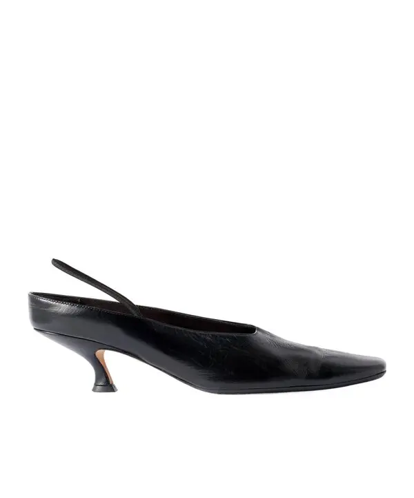 Calvin Klein Leather Pointed Toe Slingback Kitten Heels