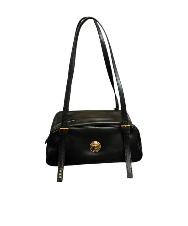 Versace Zippered Shoulder Bag - Black