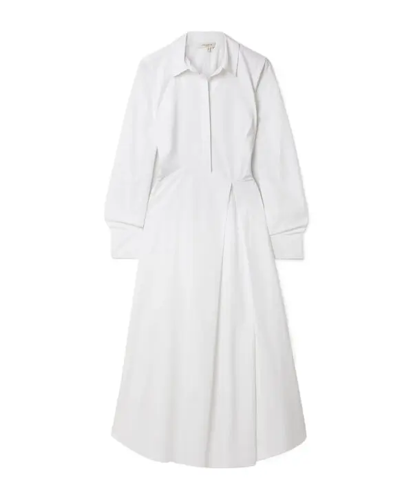 Lafayette 148 New York Draped Cotton-poplin Midi Shirt Dress