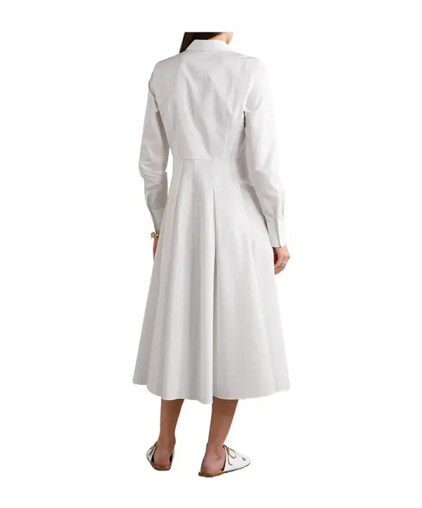 Lafayette 148 New York Draped Cotton-poplin Midi Shirt Dress