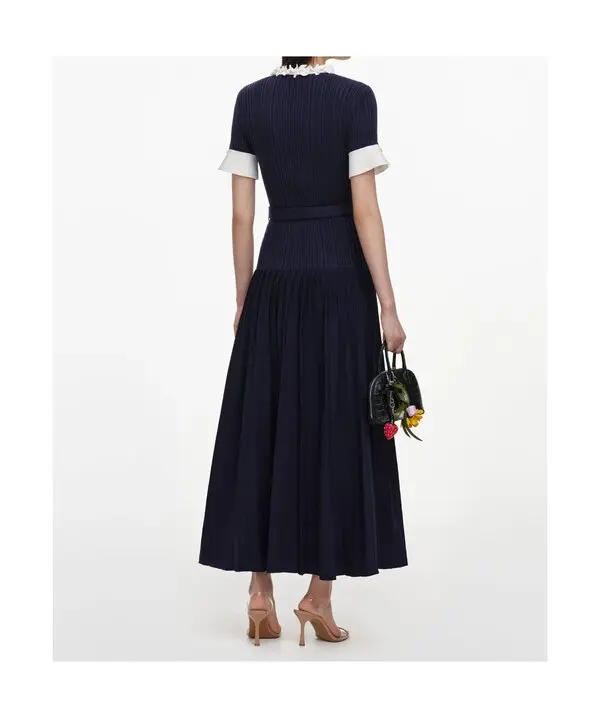 SELF-PORTRAIT Belted Floral-embellished Midi Dress